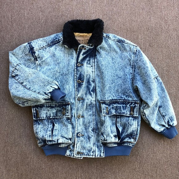 UNIONBAY | Jackets & Coats | Vintage Union Bay Acid Wash Denim Bomber ...